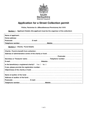 Fillable Online Street Collection Permit - application form - Preston ...