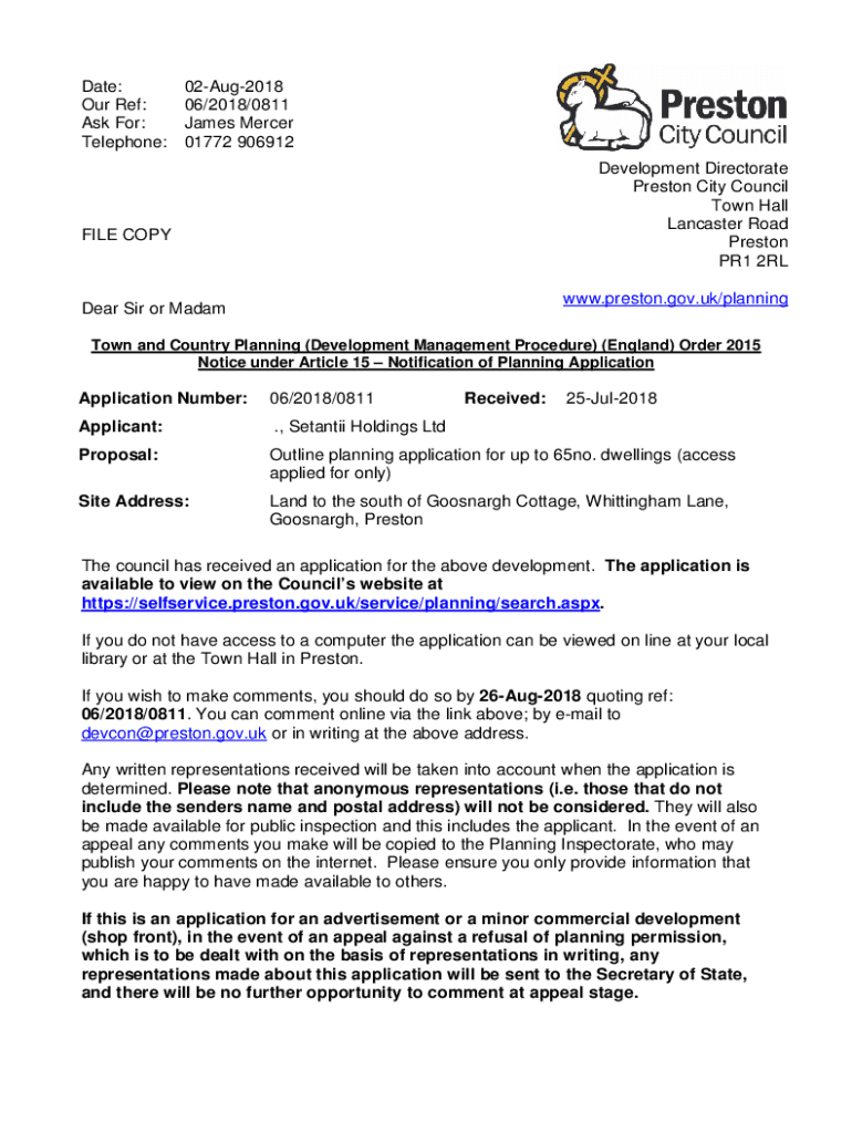 Fillable Online LPA Notification letter - Preston City Council Fax ...