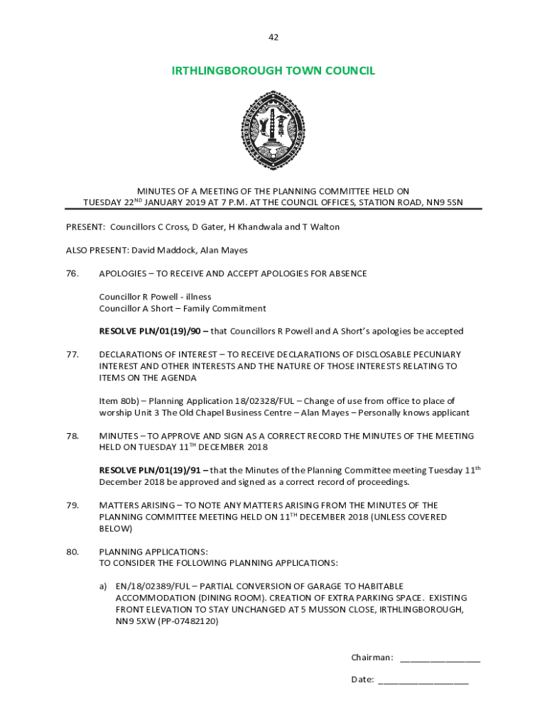 Fillable Online Irthlingborough Town Council Fax Email Print - pdfFiller