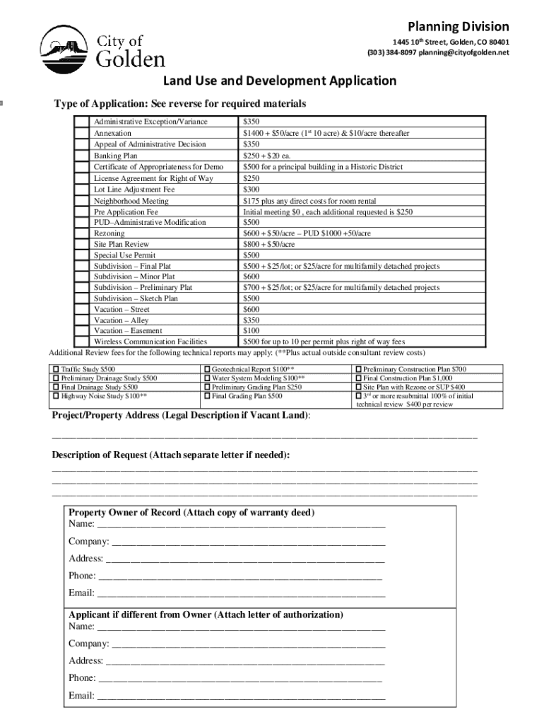 Fillable Online Land Use and Development Application Planning Division Fax Email Print - pdfFiller