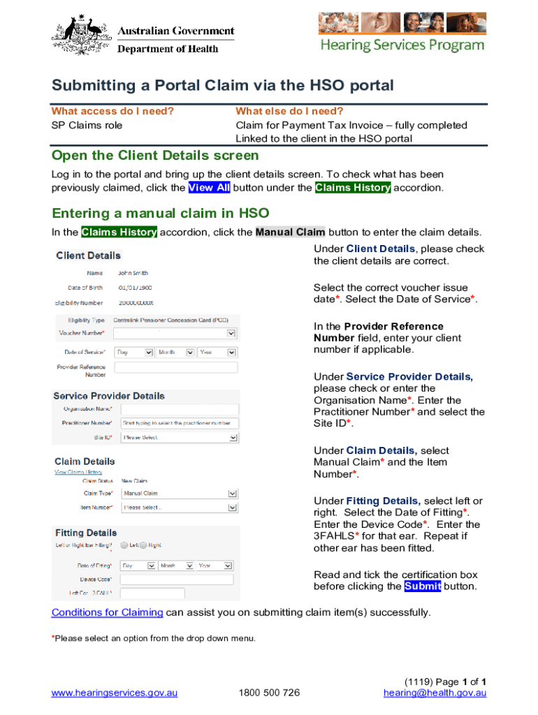 Fillable Online Submitting a Portal Claim via the HSO portal Fax Email ...