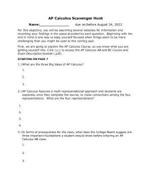 Fillable Online Dear student, Welcome to AP Calculus AB! I ...