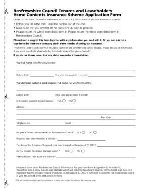 Fillable Online Renfrewshire Council Tenants and Leaseholders home ...