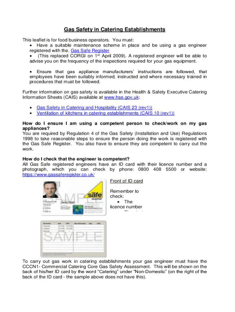 Fillable Online Gas safety information sheet Fax Email Print - pdfFiller