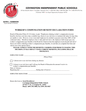 Fillable Online WORKER'S COMPENSATION BENEFIT DECLARATION FORM Fax ...