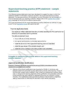 Fillable Online Supervised teaching practice (STP) statement Fax Email ...
