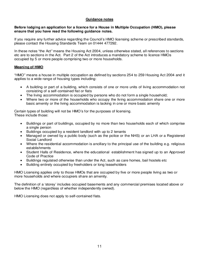Fillable Online HMO Licence Application Form and Guidance Notes.pdf Fax ...