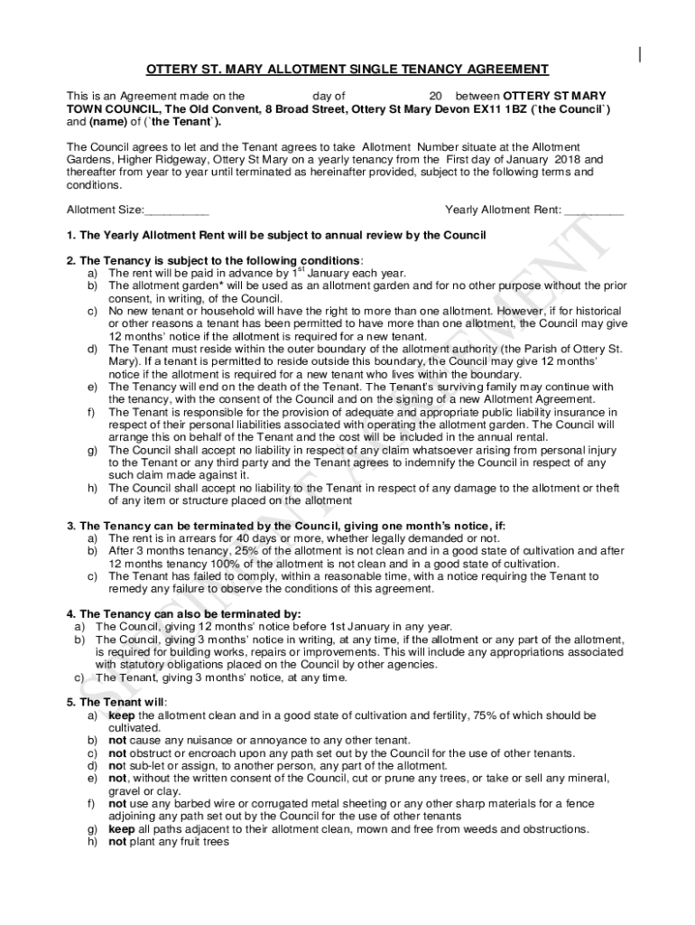 Fillable Online Joint Allotment Tenancy Agreement Fax Email Print ...