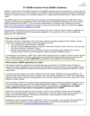 Fillable Online Early Years SEND Advisory Support and SEND Inclusion ...