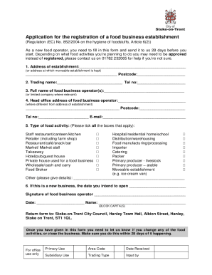 Fillable Online Food Business registration form - East Lothian Council ...