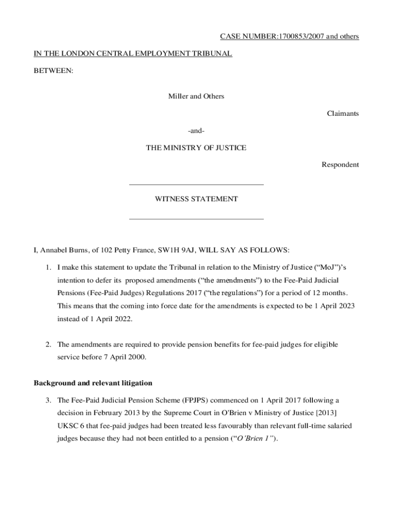 Fillable Online Ministry of Justice statement in fee-paid judicial litigation: May ... Fax Email ...