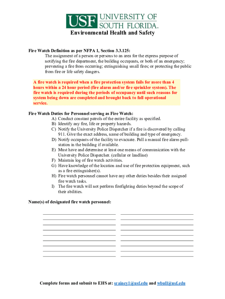 Fillable Online Defining a fire watch for NFPA compliance Fax Email ...