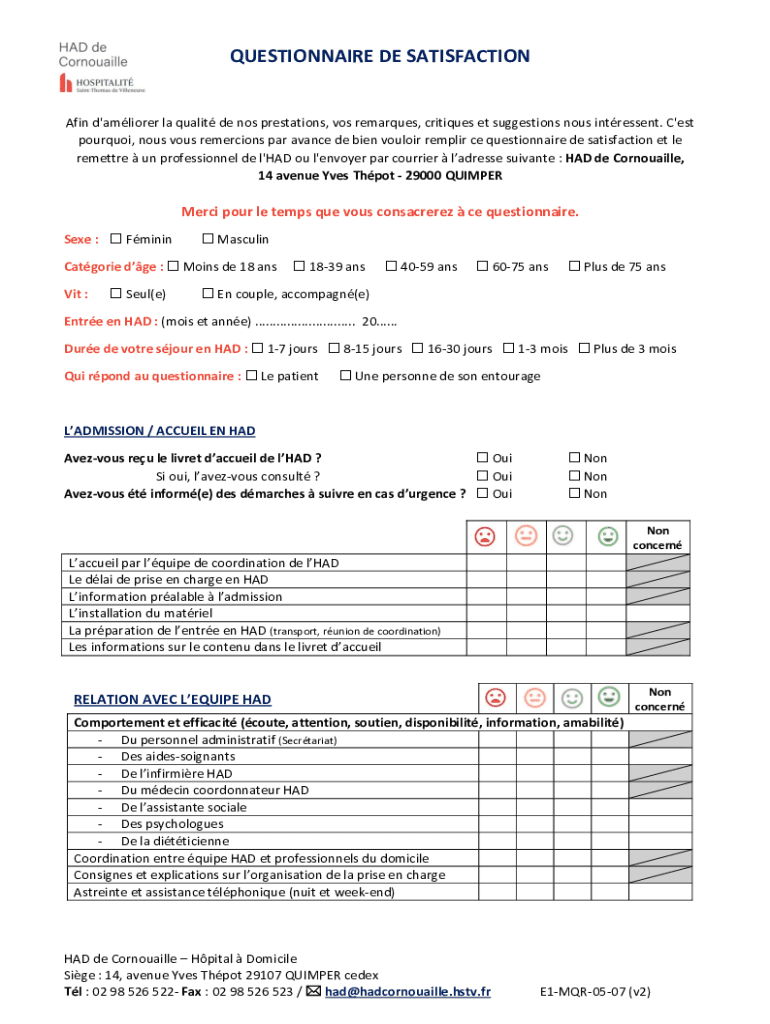 Remplissable En Ligne Questionnaire de satisfaction client : le rdiger ...