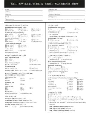 Fillable Online Christmas Order Form - Neil Powell Butchers Fax Email ...