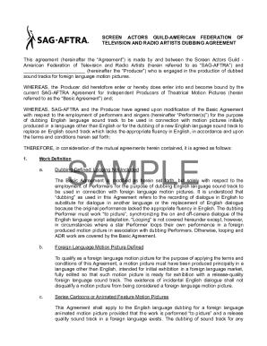 Fillable Online Dubbing Agreement - SAG-AFTRA Fax Email Print - pdfFiller