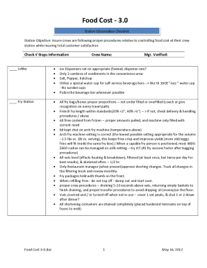 Fillable Online Controlling Food CostsBasic Kitchen and Food Service ...