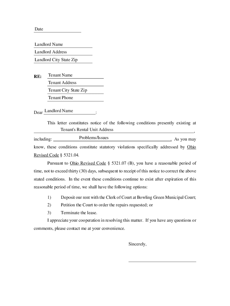 Fillable Online Property conditions letter 2 Fax Email Print - pdfFiller