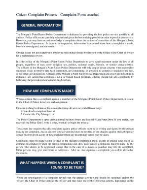 Fillable Online Citizen Complaint ProcessComplaint Form attached ...