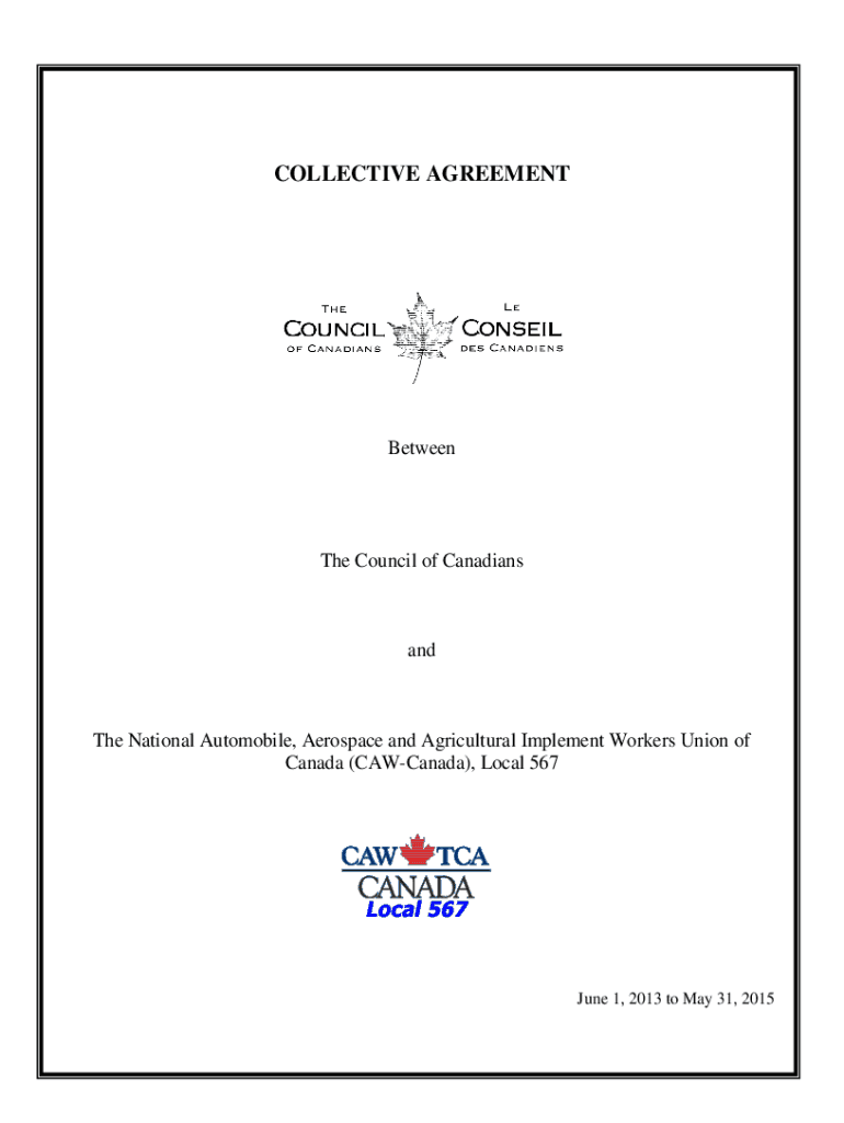 Fillable Online collective agreement - CAW Contract Fax Email Print ...