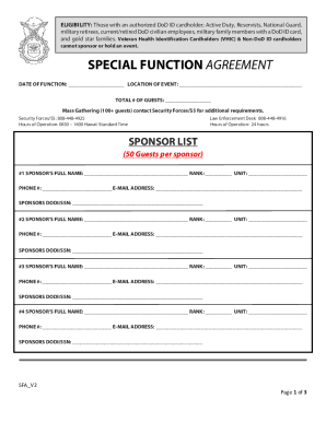 Fillable Online SPECIAL FUNCTION AGREEMENT Fax Email Print - pdfFiller