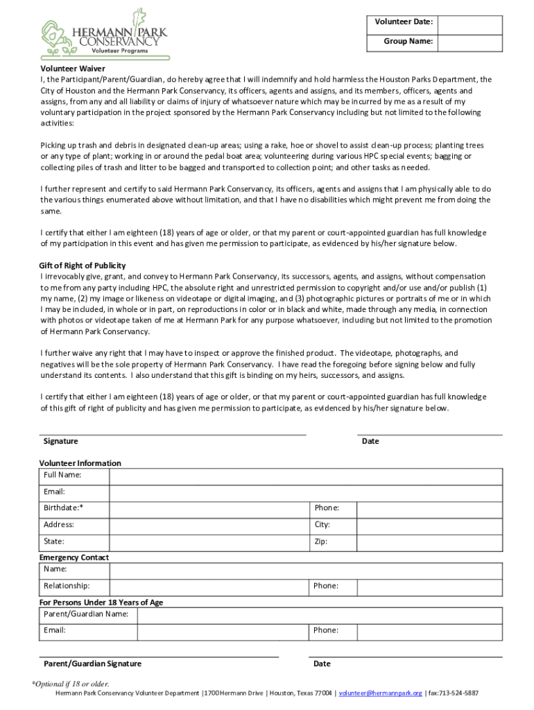 Fillable Online City of Temple Volunteer Agreement Forms - Revize Fax Email Print - pdfFiller