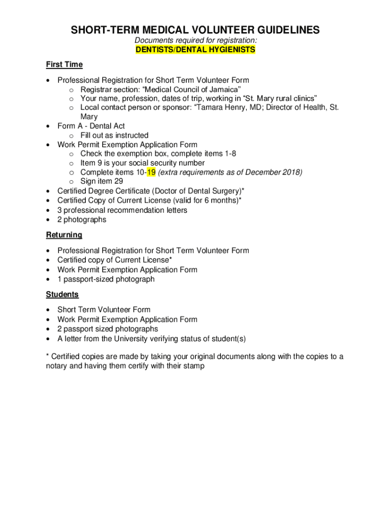 Fillable Online Short Term Volunteer Form - Ministry of Health and ...