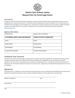 Fillable Online Request Form for Portal Login Access - District Clerk ...