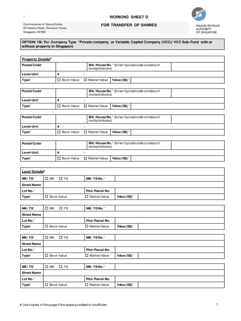 Fillable Online WORKING SHEET D FOR TRANSFER OF SHARES Fax Email Print ...