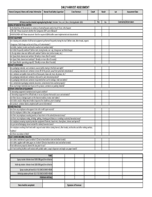 Fillable Online Daily Harvest Assessment Form.xlsx - Colorado Produce ...