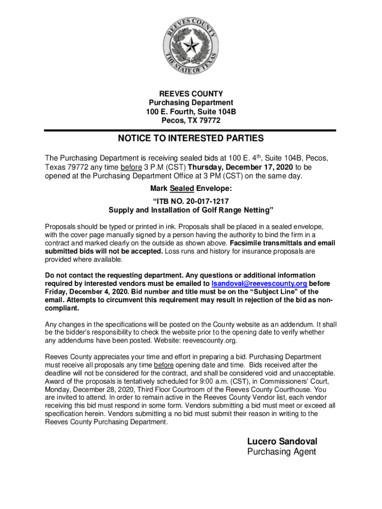 Fillable Online NOTICE TO INTERESTED PARTIES Lucero ... - Reeves County ...