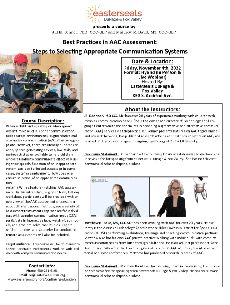 Fillable Online Best Practices in AAC Assessment: Steps to Selecting ...