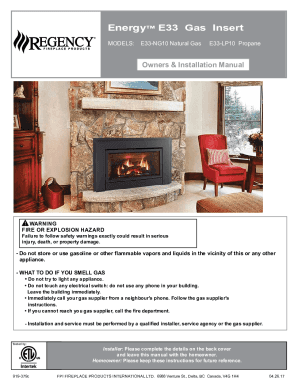Fillable Online Regency Energy E33 Gas Insert - Mod Living Spaces Fax ...