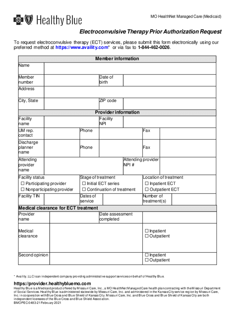 Fillable Online Electroconvulsive Therapy (ECT) Authorization Request ...