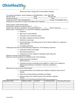 Fillable Online Electroconvlusive Therapy (ECT) Authorization Request ...