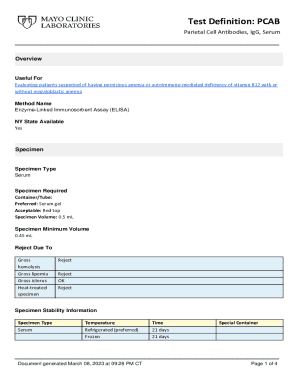 Fillable Online Parietal Cell Antibodies, IgG, Serum - Mayo Clinic ...