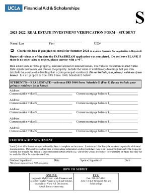 Fillable Online 2021-2022 REAL ESTATE INVESTMENT VERIFICATION FORM ...
