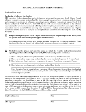 Fillable Online Influenza Vaccination Declination FormPurdue University ...