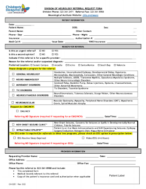 Fillable Online DIVISION OF NEUROLOGY REFERRAL REQUEST FORM Fax Email ...