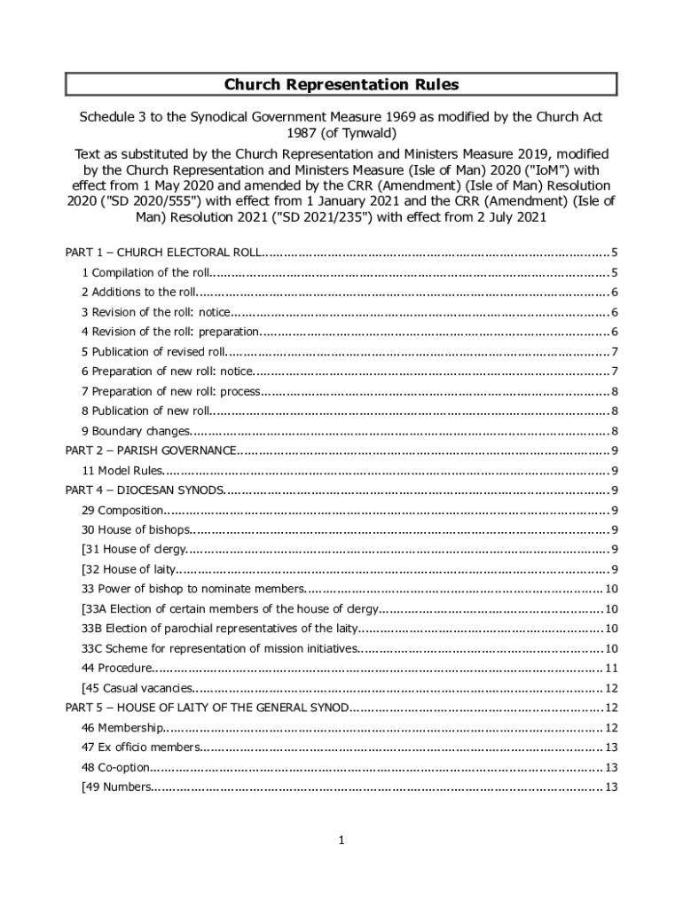 Fillable Online Draft Church Representation and Ministers Measure (Isle ...