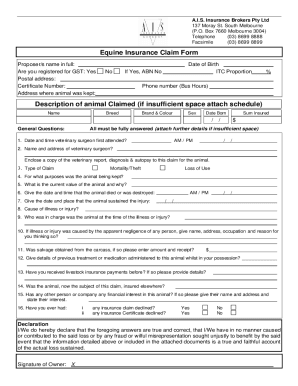 Fillable Online LS CLAIM Horse claim form.doc Fax Email Print - pdfFiller