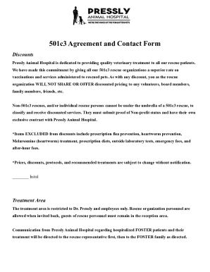 Fillable Online 501c3 Agreement and Contact Form - Pressly Animal ...
