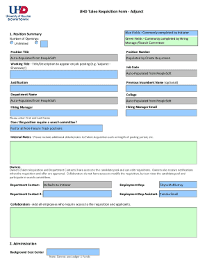 Fillable Online UHD Taleo Requisition Form - Adjunct Fax Email Print ...