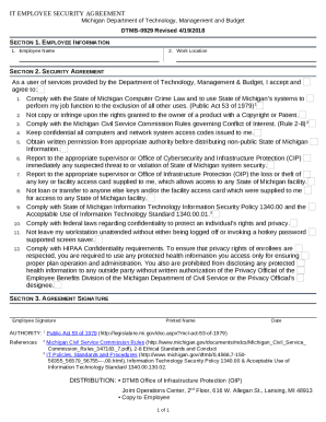 IT Employee Security Agreement. DTMB s Doc Template | pdfFiller