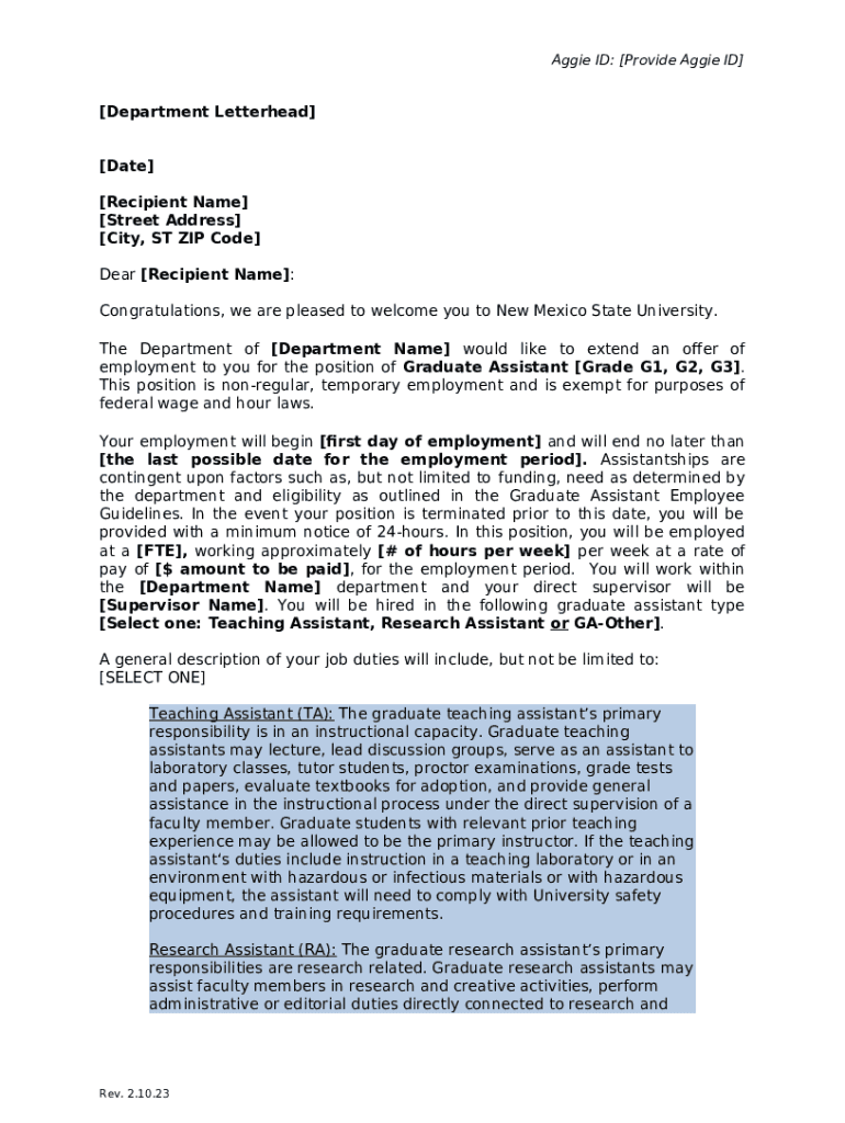 offer letter - NMSU HR Services - New Mexico State University - hr nmsu ...