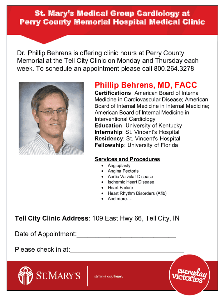 Fillable Online St. Mary's Medical Group Cardiology at Perry County ...