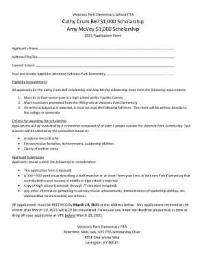 Fillable Online Cathy Crum Bell $1,000 Scholarship Amy McVey $1,000 ... Fax Email Print - pdfFiller