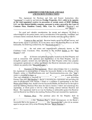 Fillable Online PURCHASE AND SALE AGREEMENT AND ESCROW ... - Law ...