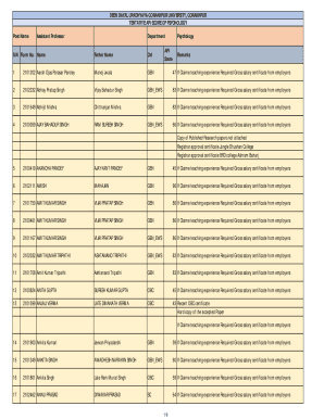 Fillable Online Assistant Professor Psychology S.N. Form No. Name ...