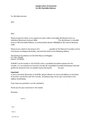 Fillable Online Sample Letter of Instruction for IRA Charitable ...