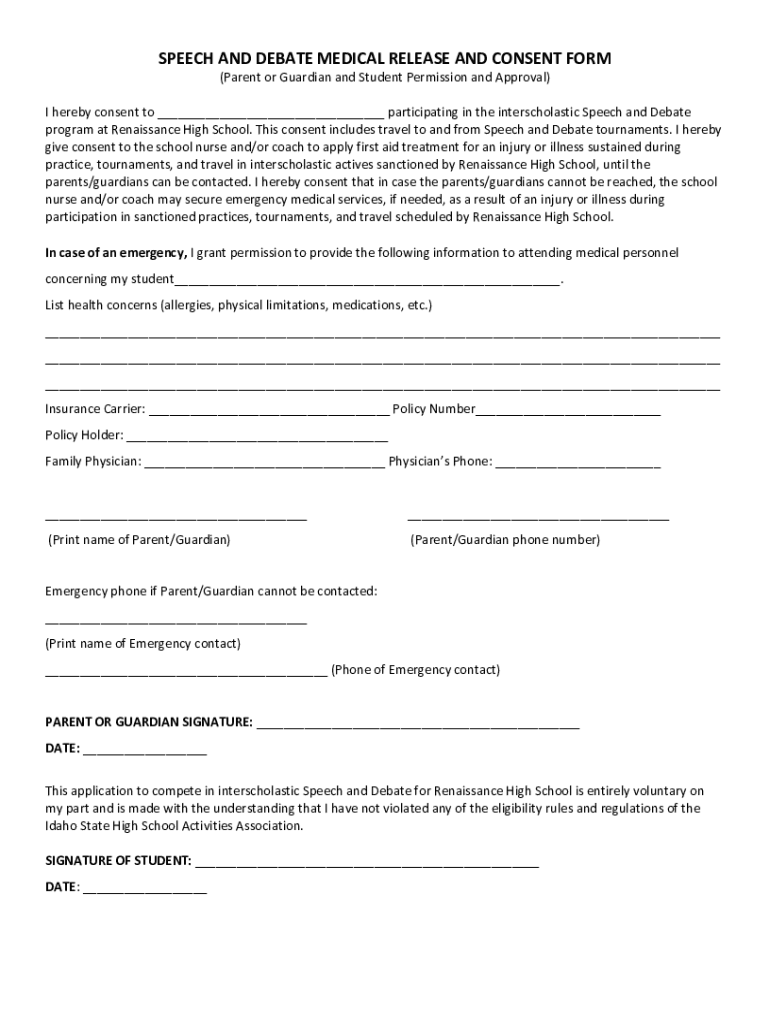 Fillable Online District Tournament School Consent Form Fax Email Print ...